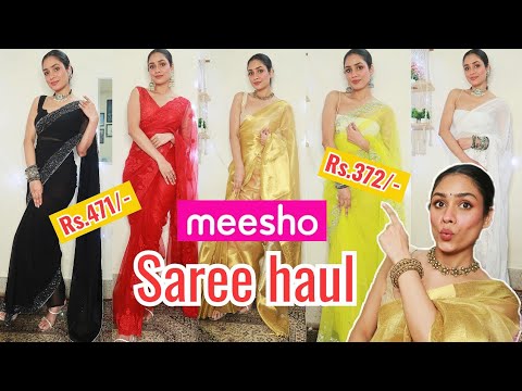 MEESHO Saree haul | meesho organza saree haul | MEESHO saree starting ...