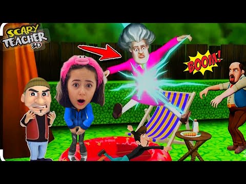 MİSS T KORKUNÇ ÖĞRETMENİ ELEKTRİK ÇARPTI ŞEZLONG ŞAKASI YAPTIK |SCARY TEACHER 3D | ESMA OYUNDA