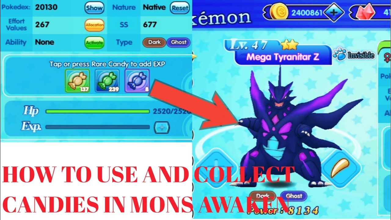 How to use and collect candies in Mons Awaken - YouTube