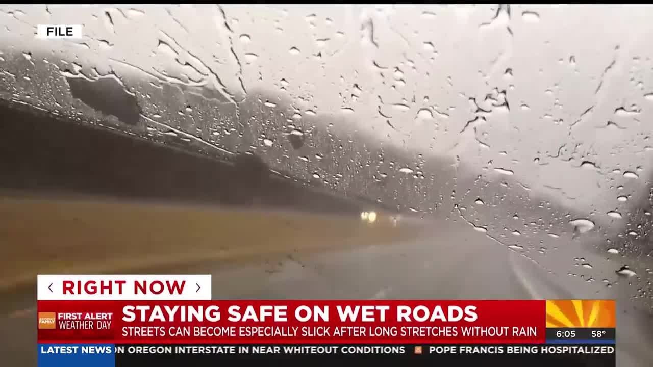 Even with light showers, roads can be slick after long period without ...