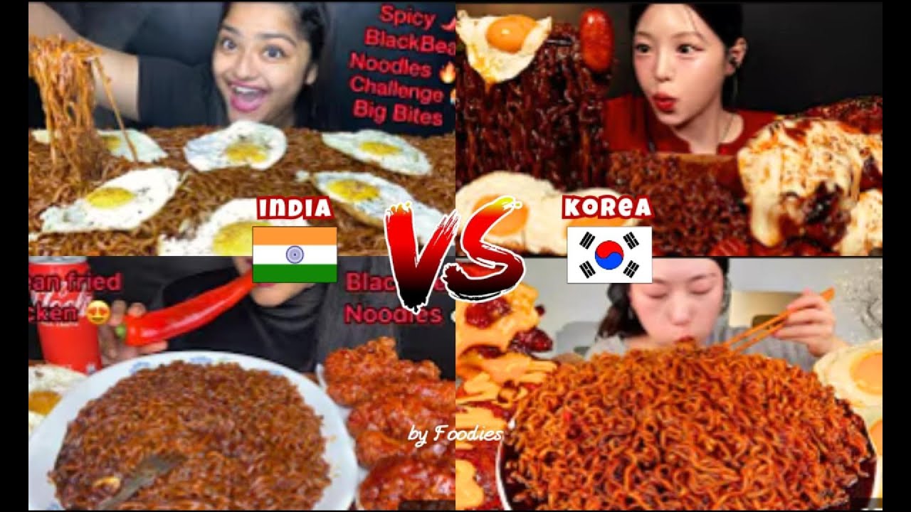 Famous Korean Mukbangers VS Famous Indian Mukbangers ( Black Bean ...