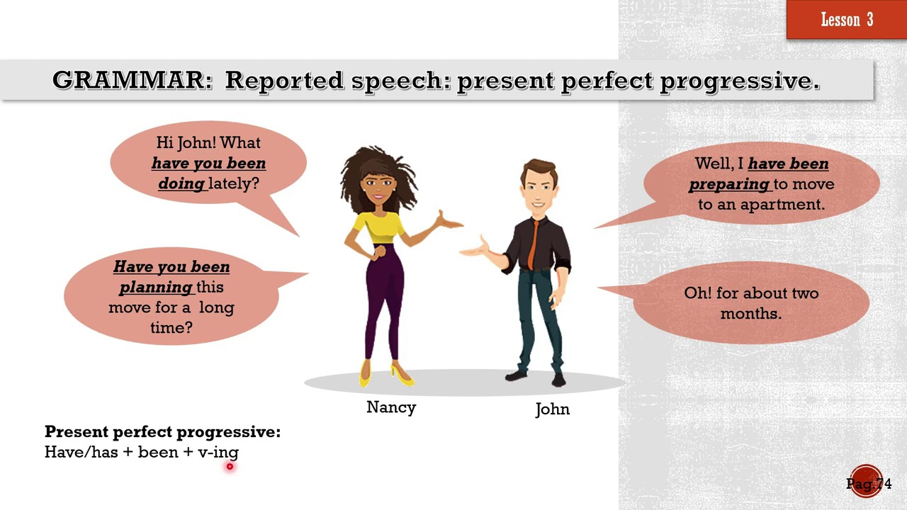 ALC Book 23 Reported Speech.Present perfect progressive - YouTube