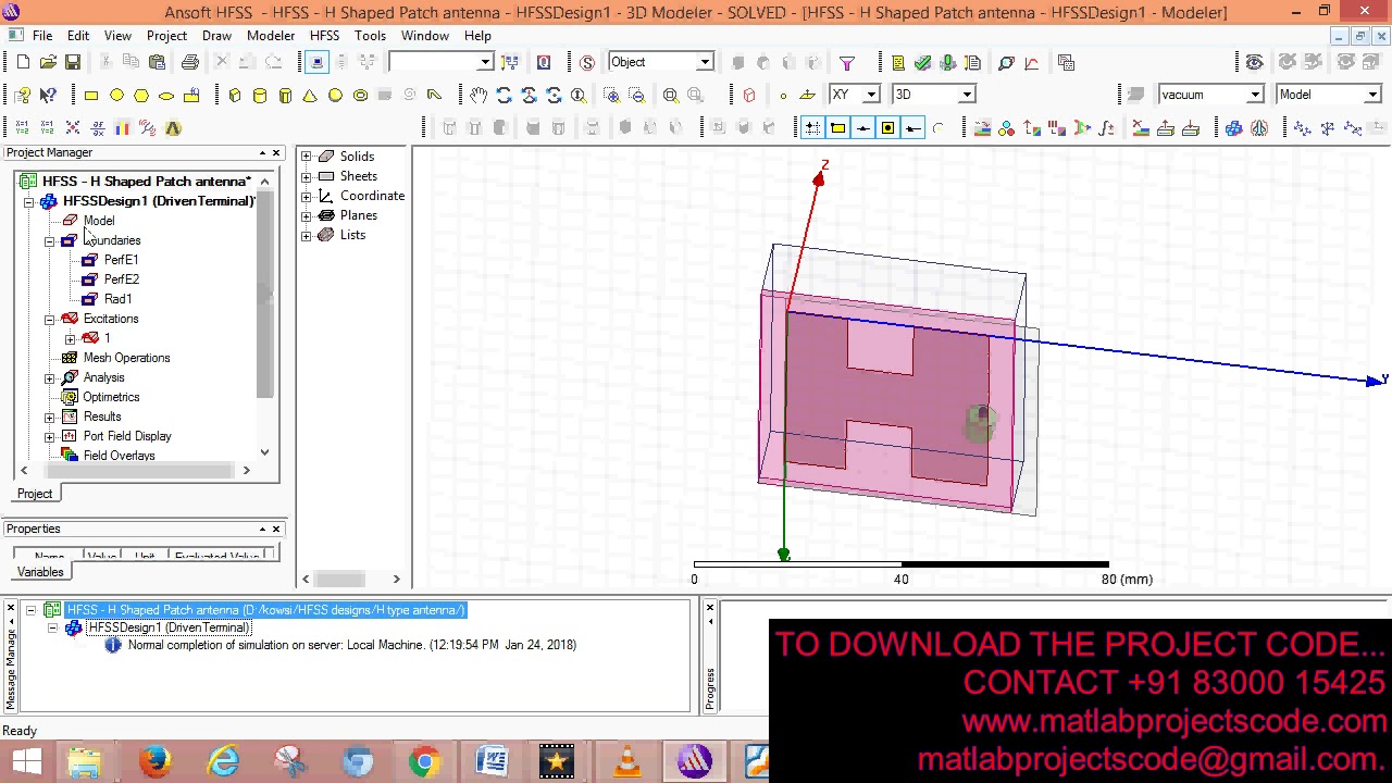 Matlab design for Design of mulitband compact H-shaped microstrip patch ...
