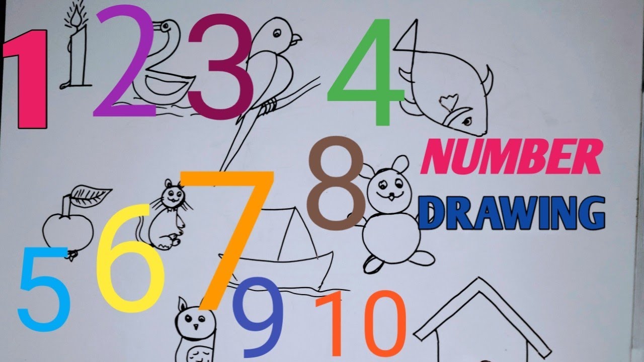 Number 1 to 10 Drawing // Number drawing Easy method @Am art - YouTube