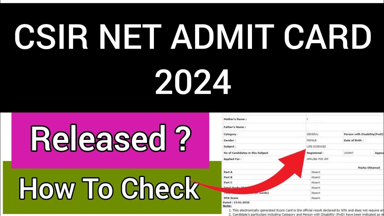 CSIR UGC NET 2024 Admit Card | CSIR NET Admit Card 2024 Kab Ayega - YouTube