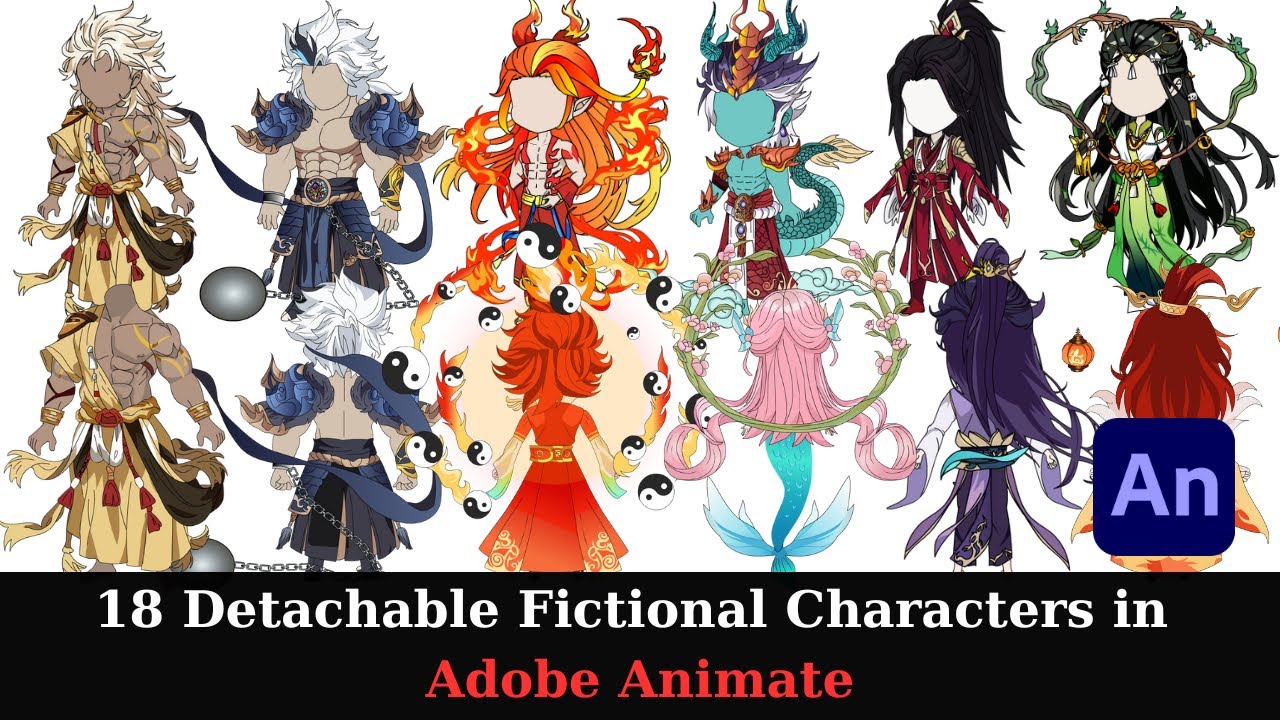 18 Detachable Fictional Characters in Adobe Animate - YouTube