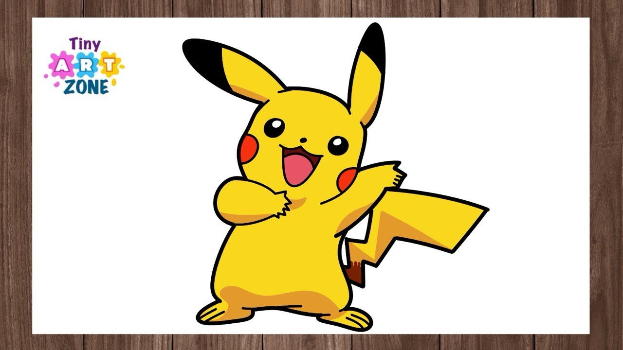 How to Draw PIKACHU Easy For Kids | Pikachu Pokémon Drawing | Tiny Art ...