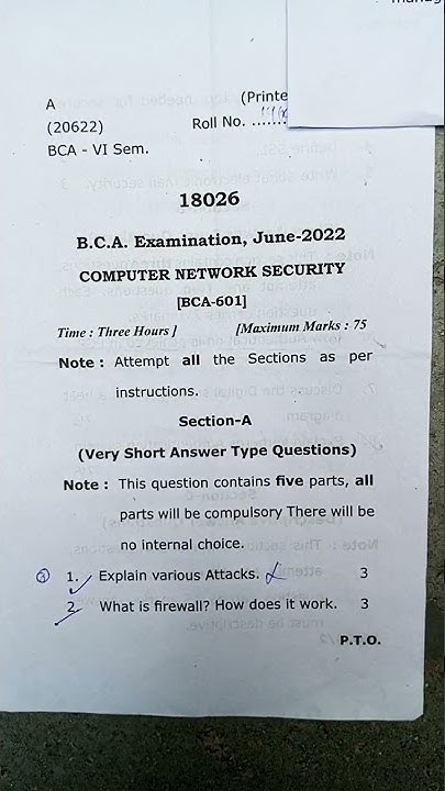 CCSU BCA COMPUTER NETWORK SECURITY QUESTION PAPER 2022 LATEST QUESTION ...