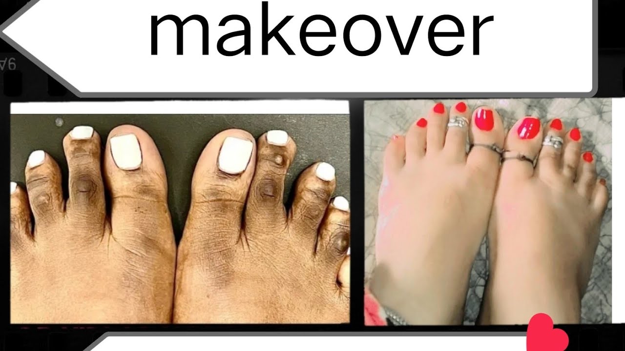 foot makeover#viralvideo #viral#nailpaint #nailcolour #redlover #nails# ...