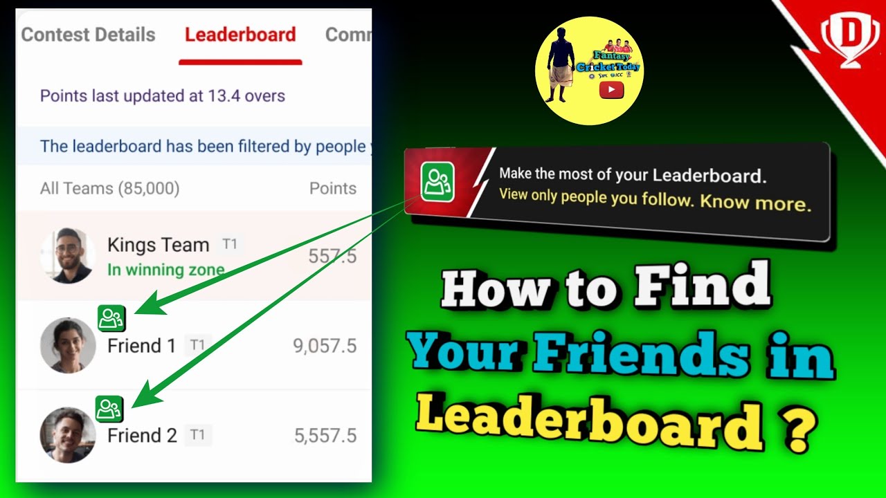Find Your Friends in Leaderboard is Back in Dream11 | Fantasy Cricket ...