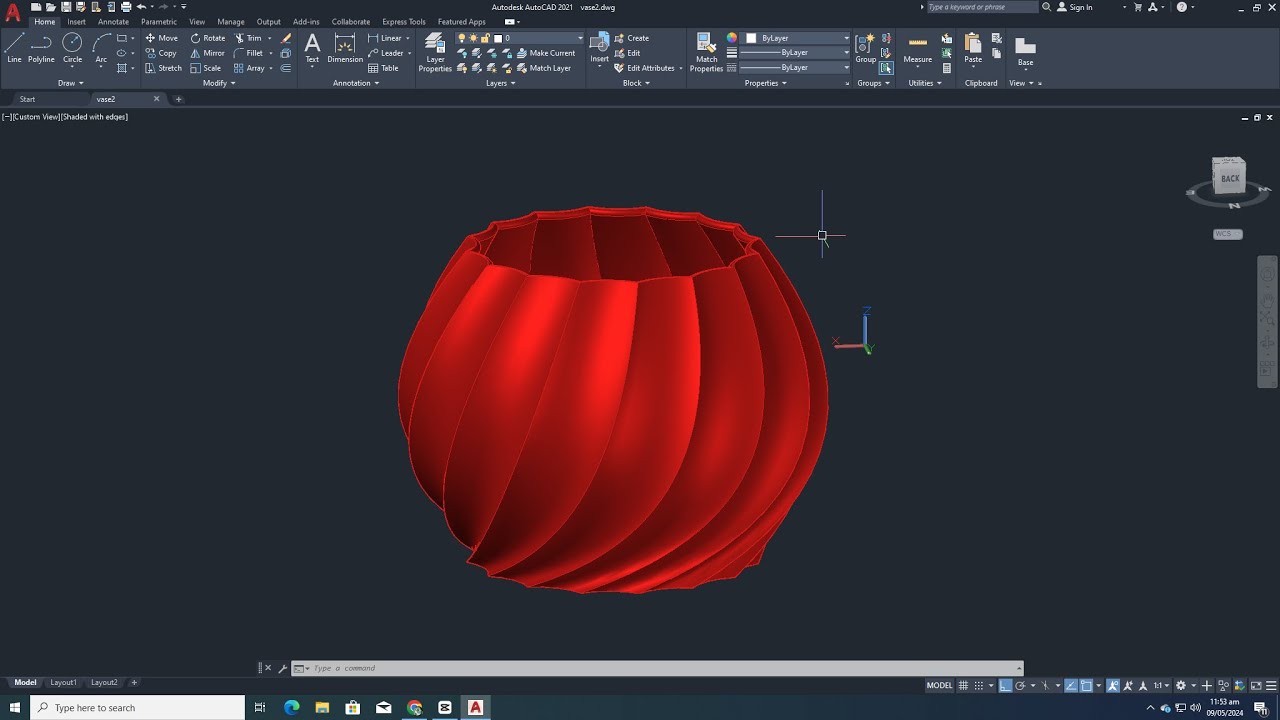 AutoCAD 3D Spiral Vase 2 - YouTube