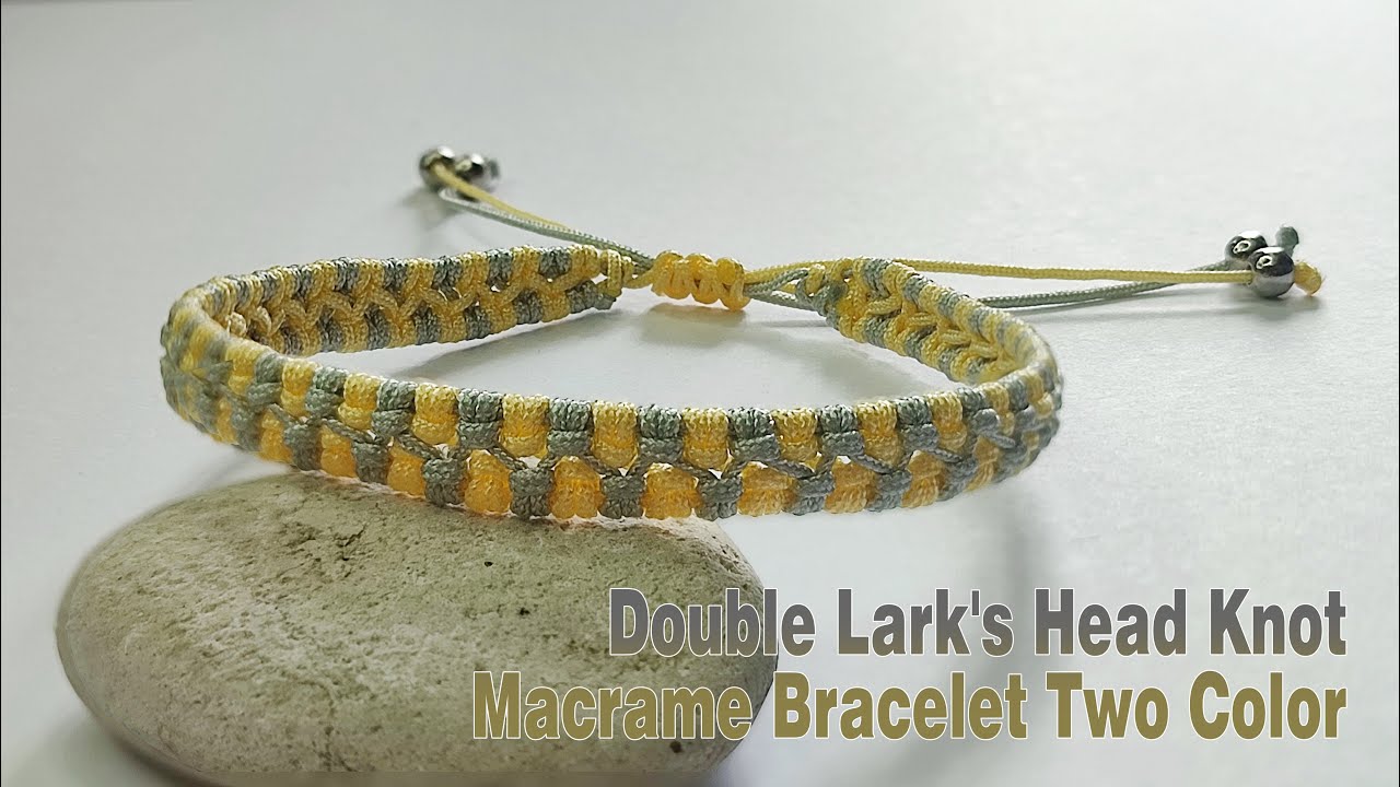 DIY Double Lark's Head Knot Macrame Bracelet Two Color | Macrame ...