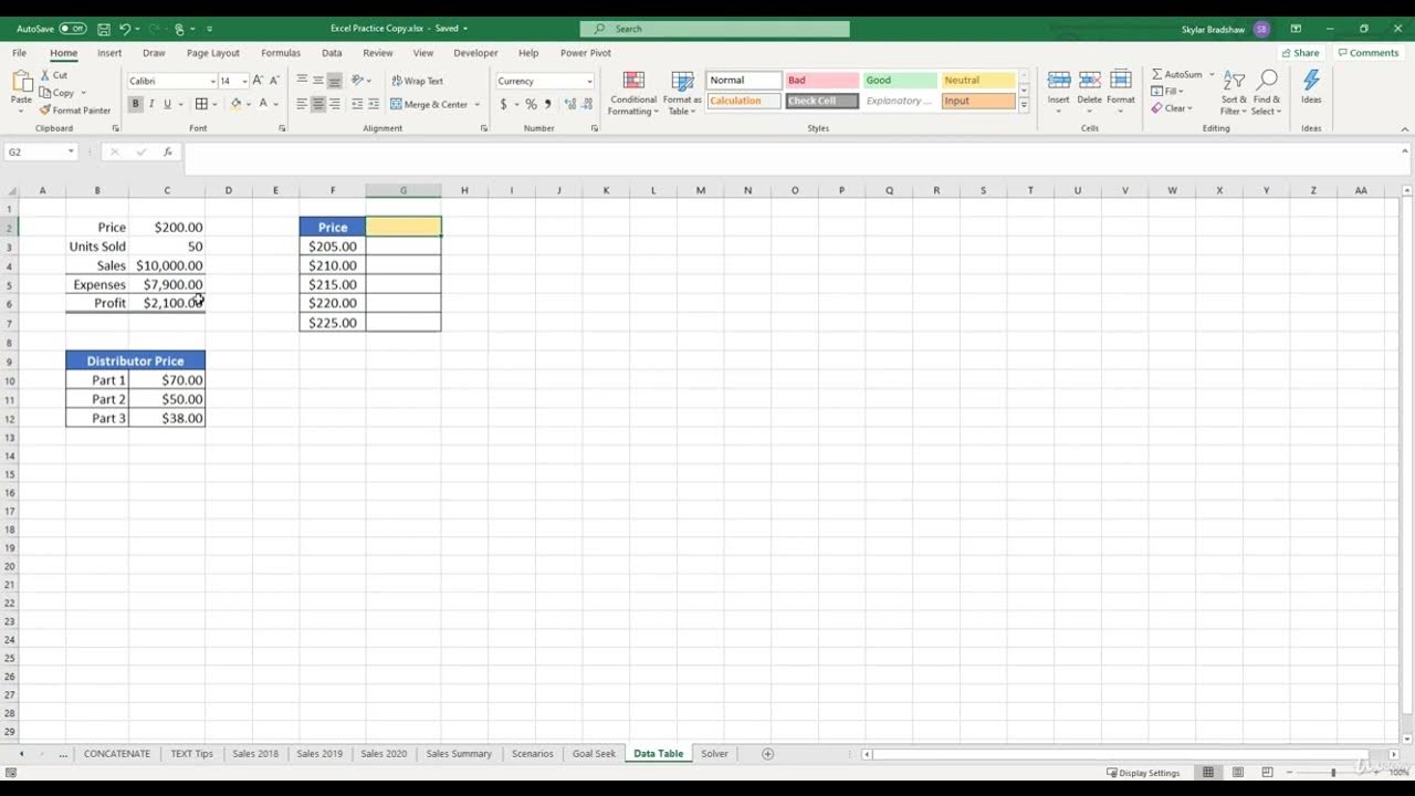 Compare Results with Excel Data Tables - YouTube