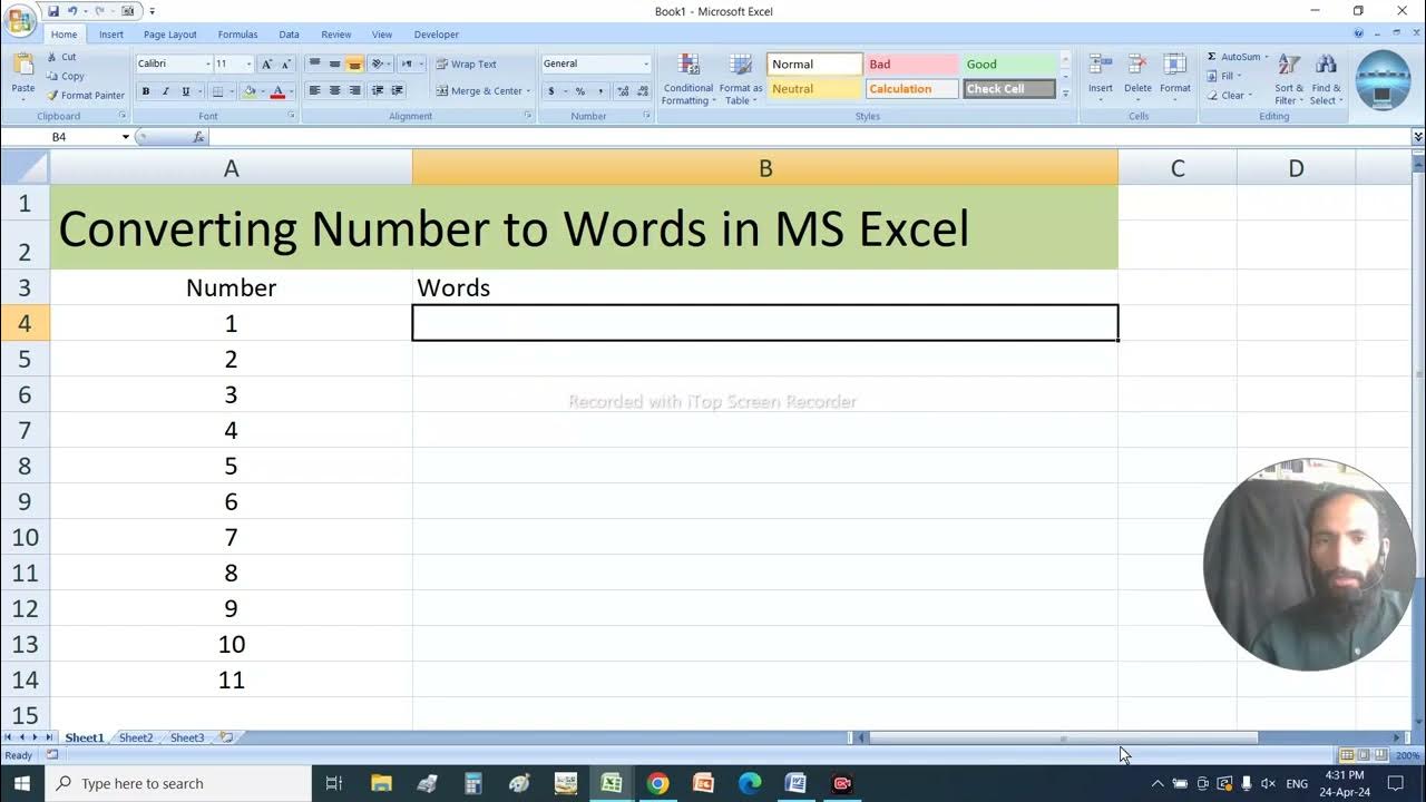 How to Convert Numbers to Words in MS Excel || No. to Words Converting ...