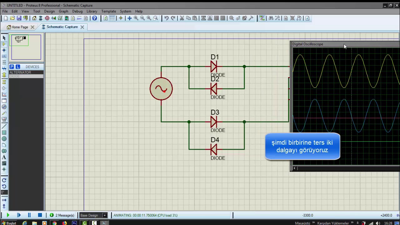 ac-dc dönüşümü Tam dalga doğrultma AC to DC converter #2 - YouTube