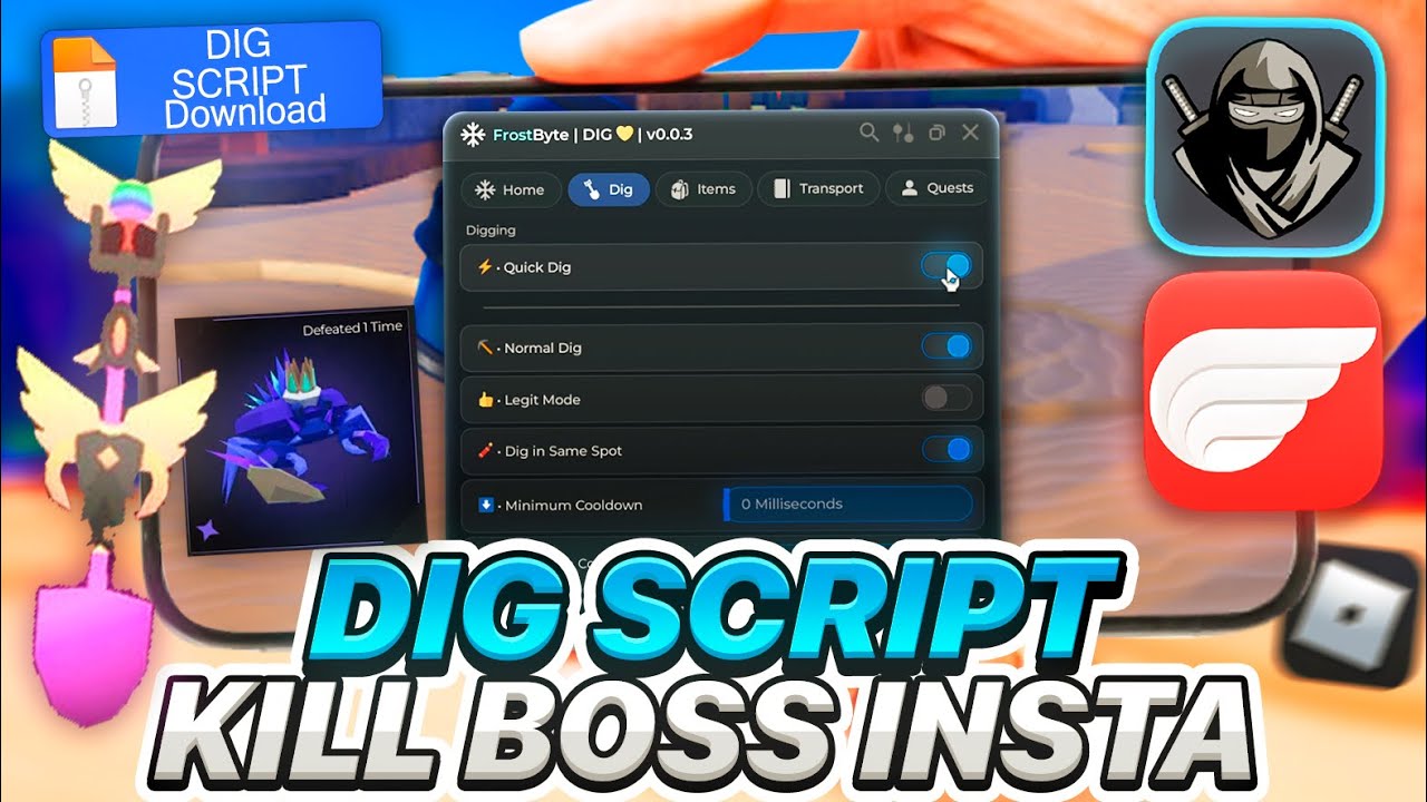 SCRIPT de DIG COM KILL BOSS INSTA - DIG INSTA (ANTI BAN) + DELTA LINK ...