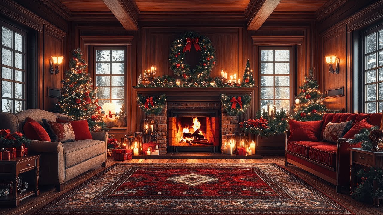 Relaxing Winter Jazz – Cozy Fireplace Ambience with Snowy Views for ...