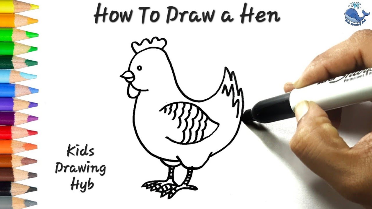 Learn to draw a hen very easy steps | step by step drawing tutorial ...