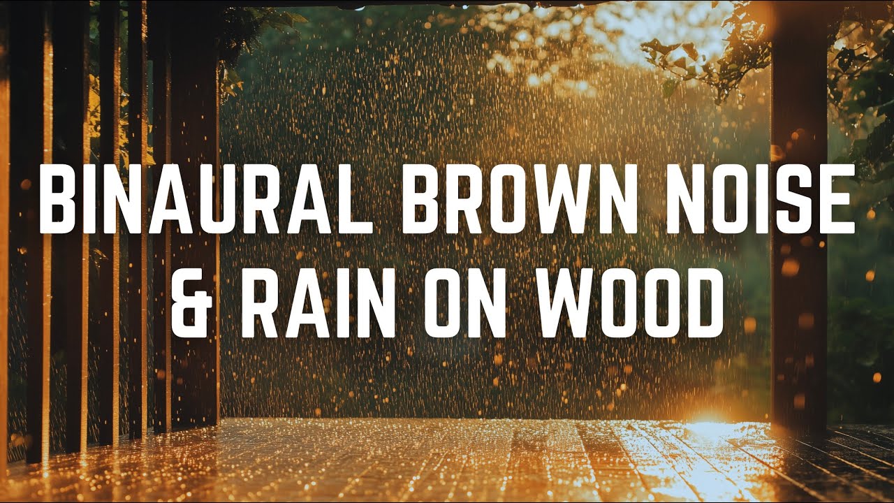 BINAURAL BROWN NOISE & RAIN ON WOOD | 12 Hours | Black Screen | No ...