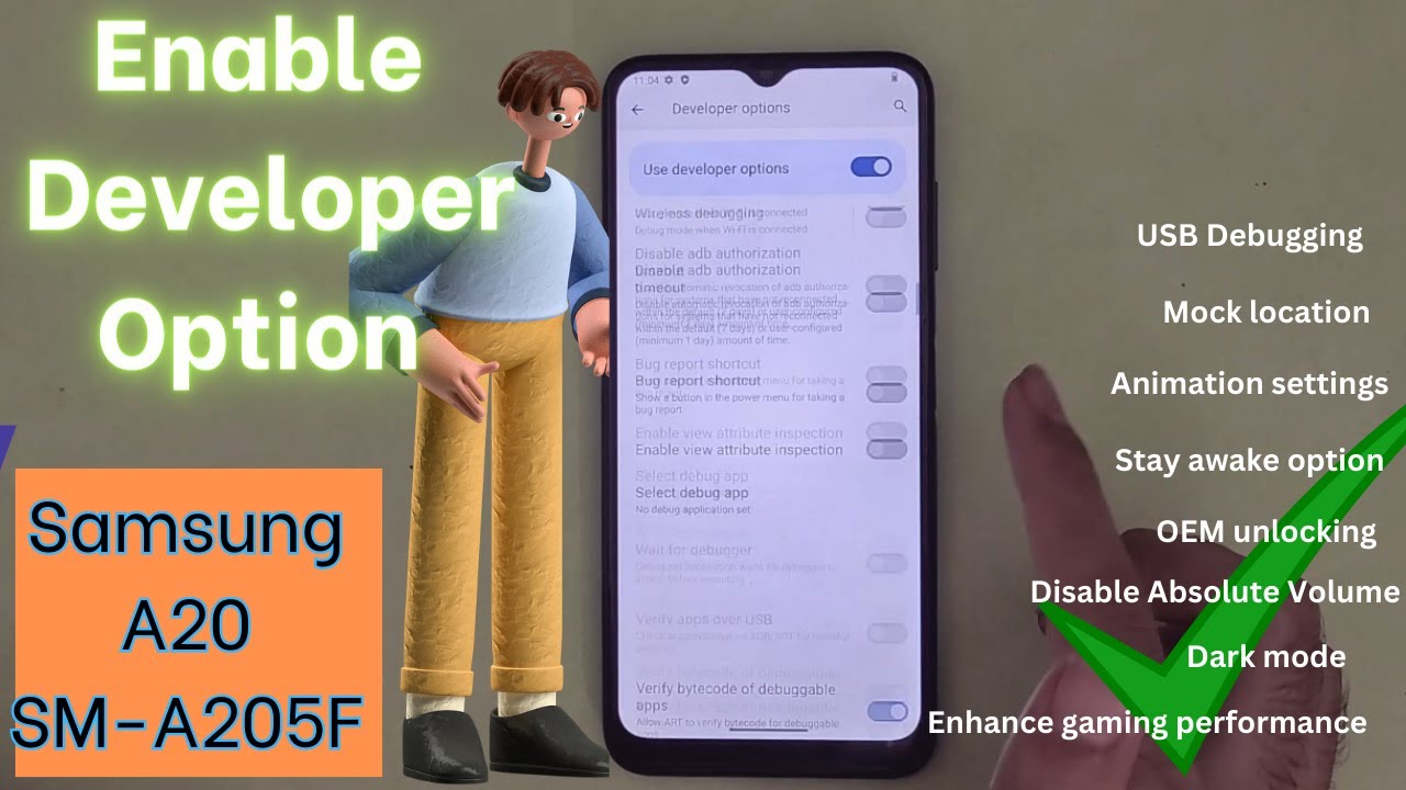 How to enable developer options Samsung A20 SM-A205F - YouTube