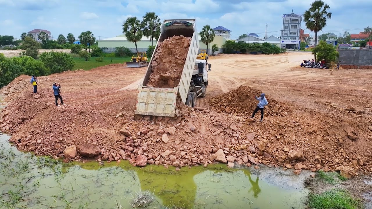 Incredible Bulldozer KOMATSU Showing Skill Technique Moving Soil with ...