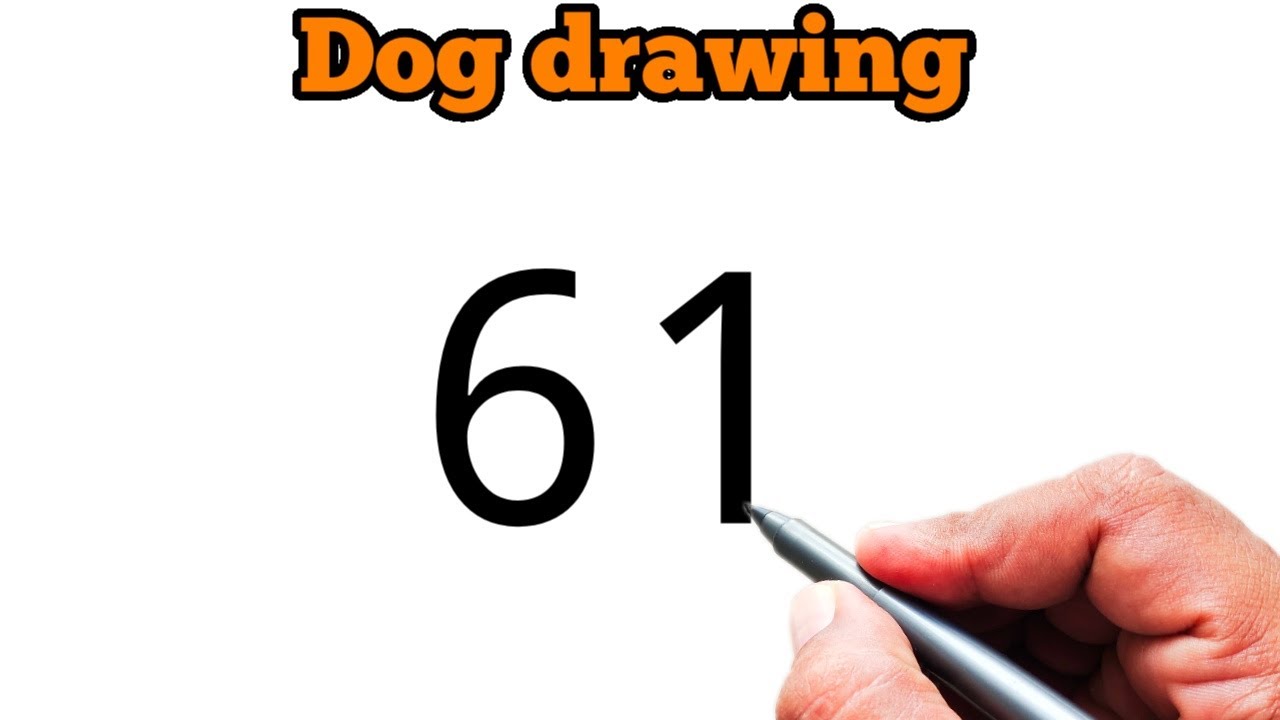 How to draw dog from number 61 | Easy Dog drawing | Number drawing ...