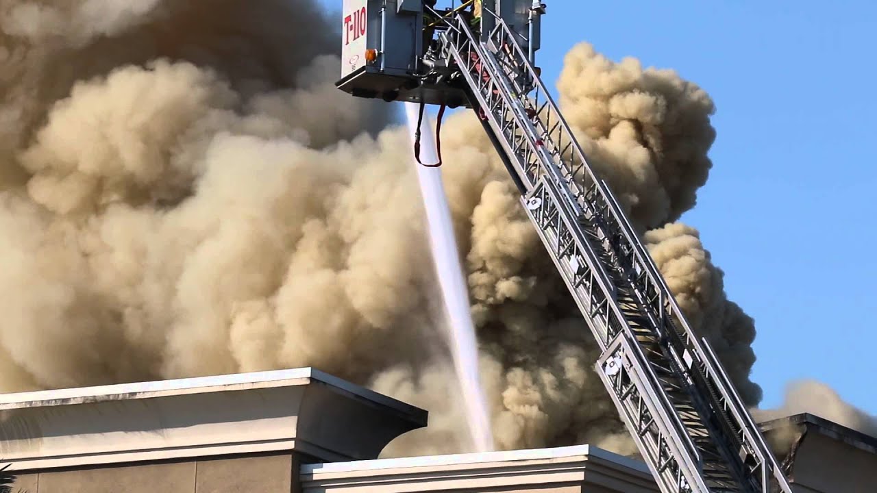 Hampton Inn fire in Seabrook - Tower op - YouTube