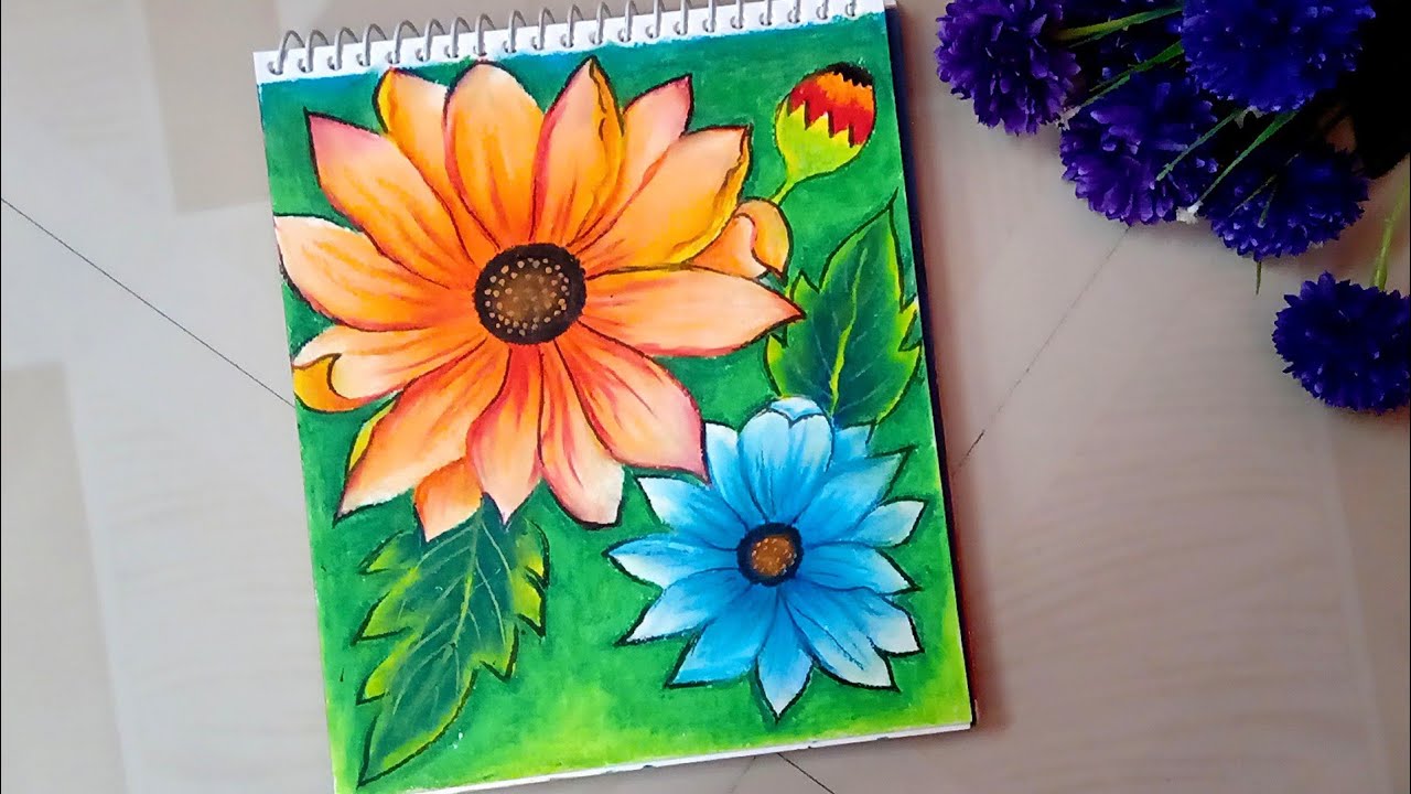 Beautiful Flower drawing with beautiful nature| Nature drawing very ...
