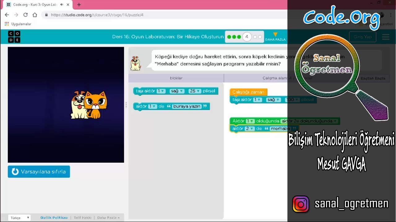 Code.Org Kurs 3 Ders 16 Oyun Laboratuvarı Bir Hikaye Oluşturun - YouTube