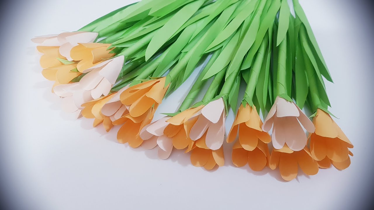 Kagojer ful, How to make a Stick Paper Flower, কাগজের ফুল, কাগজের স্টিক ...