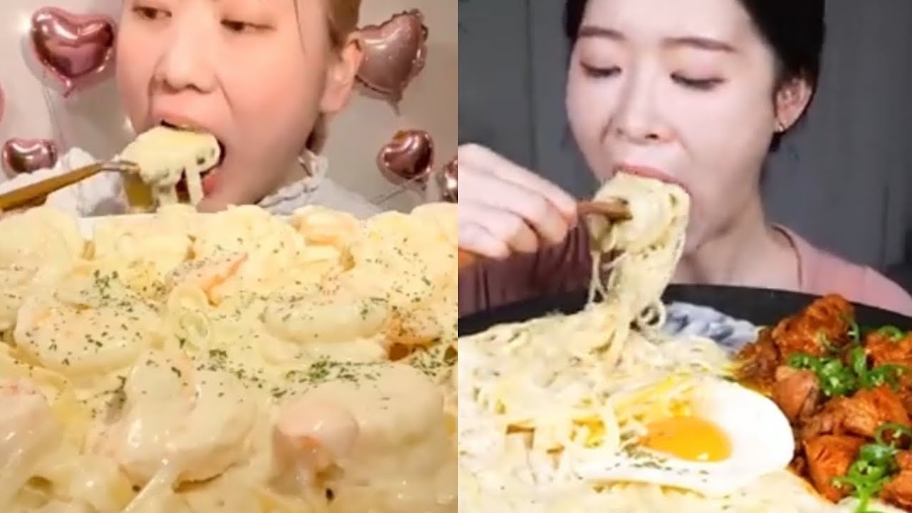 creamiest pasta asmr mukbang compilation|satisfying bites | - YouTube