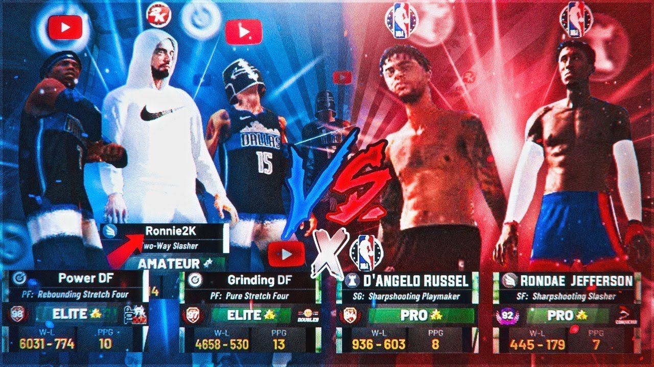 RONNIE2K + POWER & GRINDING DF VS D'ANGELO RUSSELL & RHJ (2 NBA PLAYERS ...