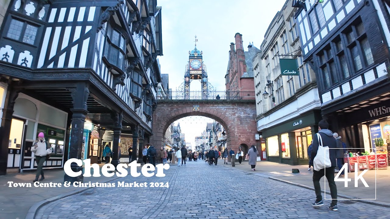 Chester, England 4K Walking Tour - Winter Afternoon Town Centre ...