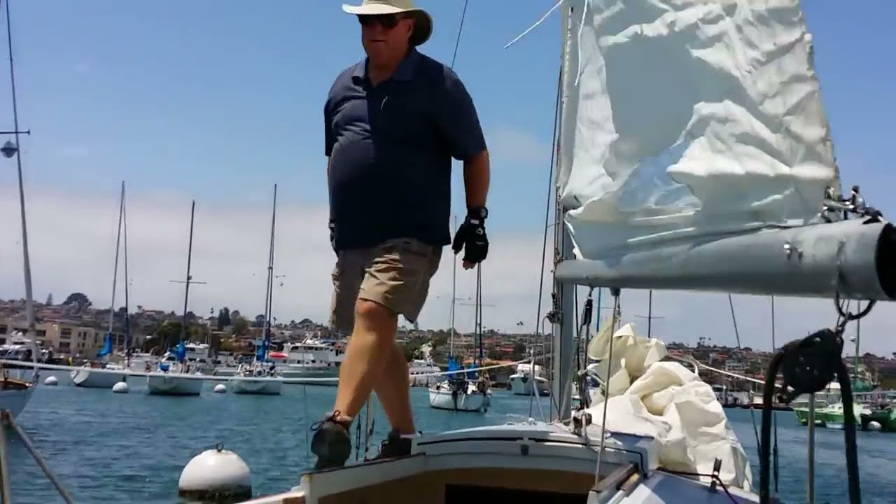Sailing off double mooring and messing around moored boats - YouTube