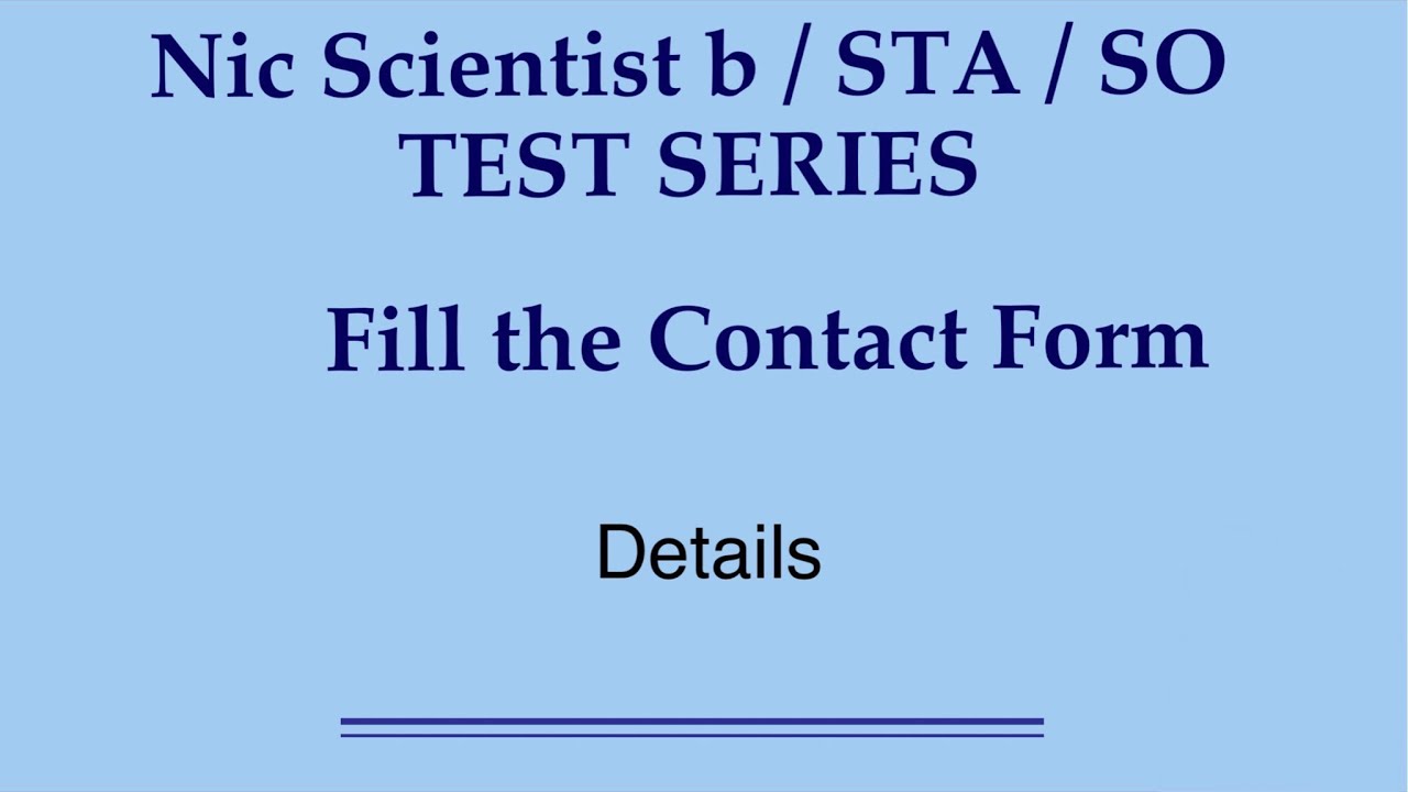Gentle Reminder || NIC Test Series || Scientist B | STA | SO || Contact ...
