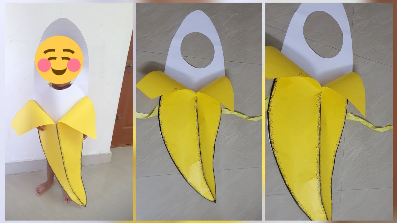 How to Make Banana Paper Costume for Kids/ Fruit Fancy Dress ...