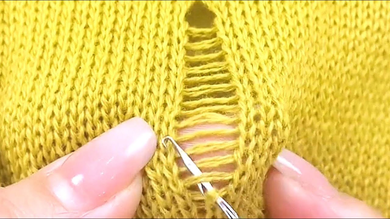The Easiest and Most Practical way to repair a Torn in a sweater - YouTube