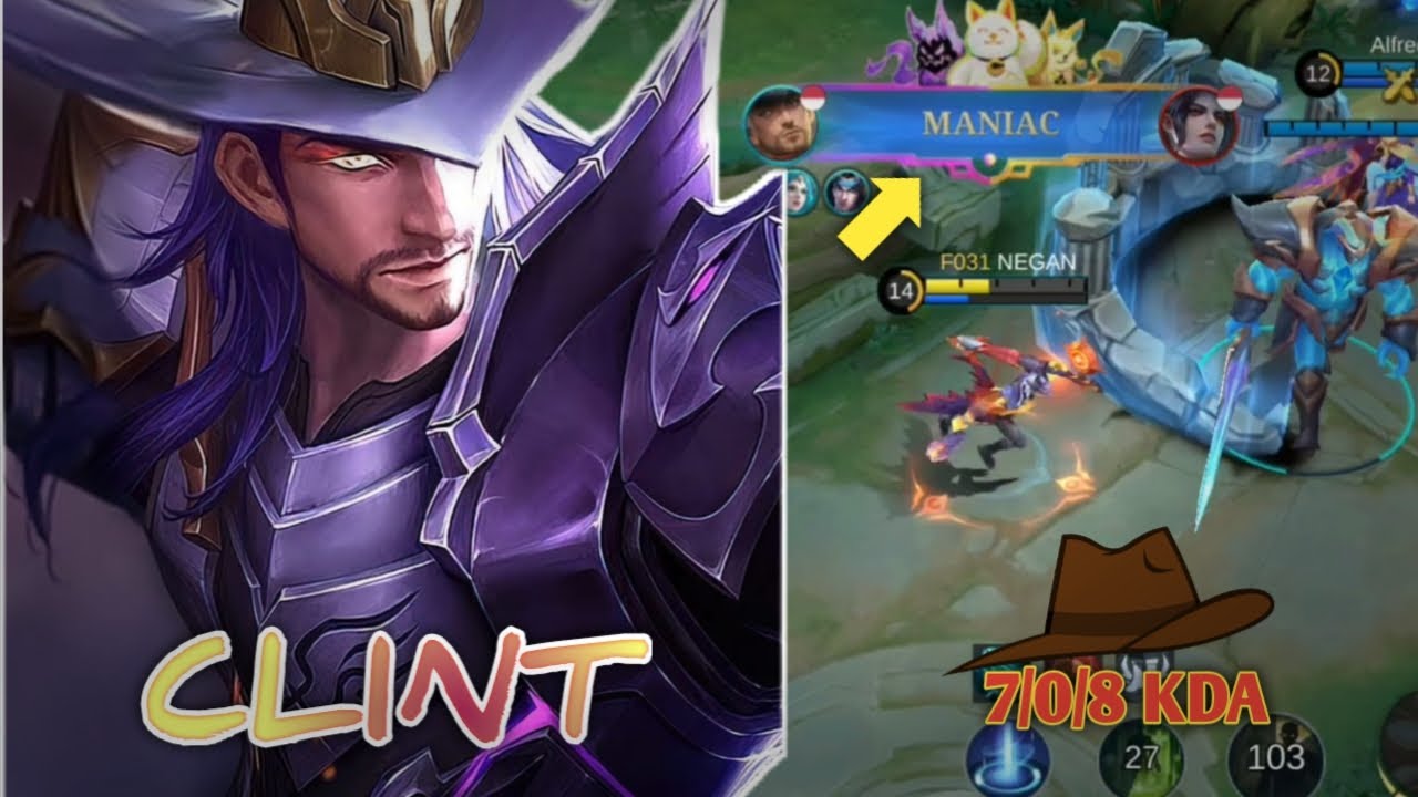 Clint Tanpa Recall Dari Awal Sampai Akhir + Maniac - 7/0/8 KDA | MOBILE ...