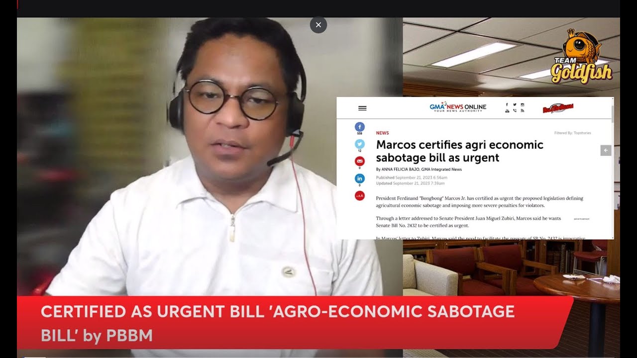 AGRI ECONOMIC SABOTAGE BILL NA-CERTIFIED AS URGENT - YouTube