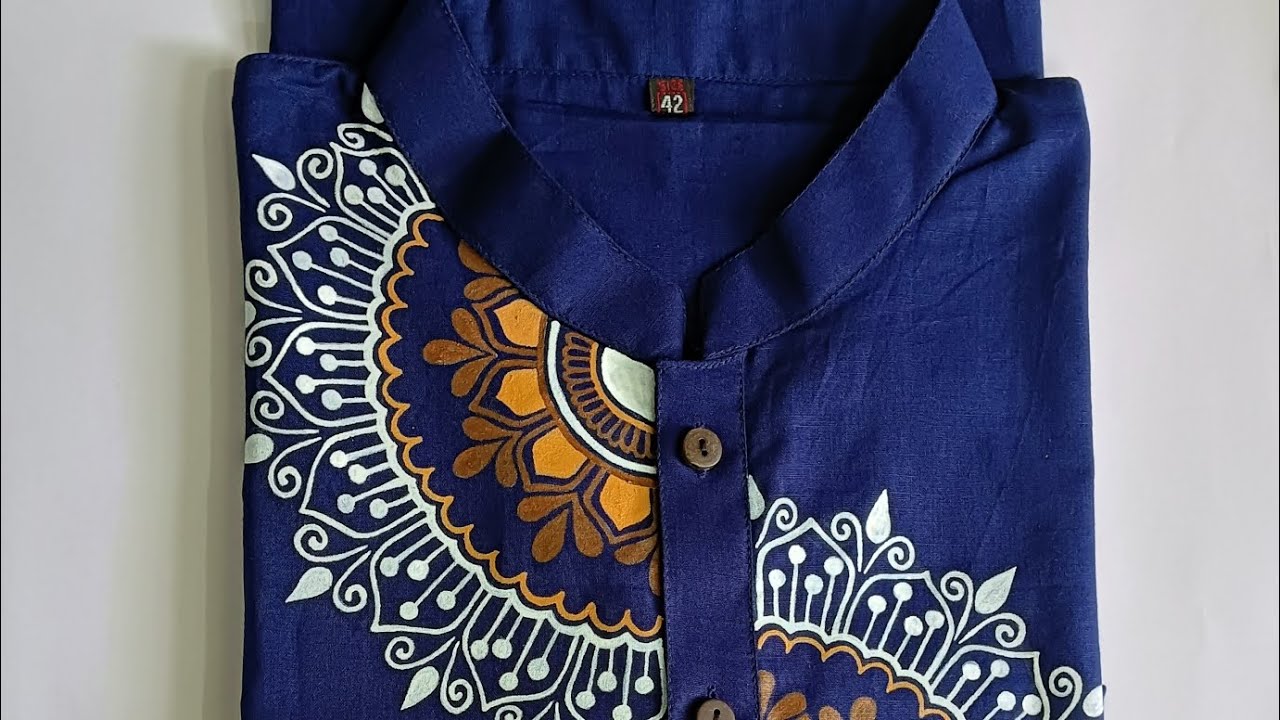 Easy handpainted panjabi design 🌼🌸 #viralvideo #acrylic #handpainted # ...