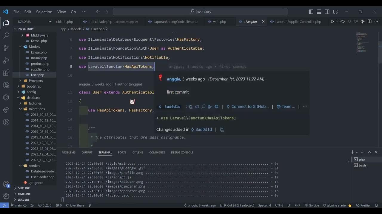 INVENTORY | migrations dan model user - YouTube