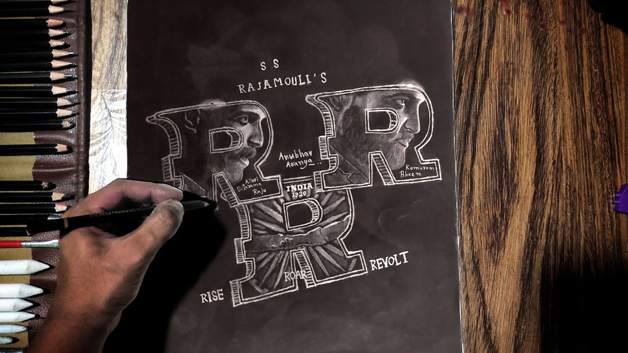 RRR Sketch Drawing | Ram Charan 🔥| Jr NTR 🌊| By- Anubhav Art Gallery..😊 ...