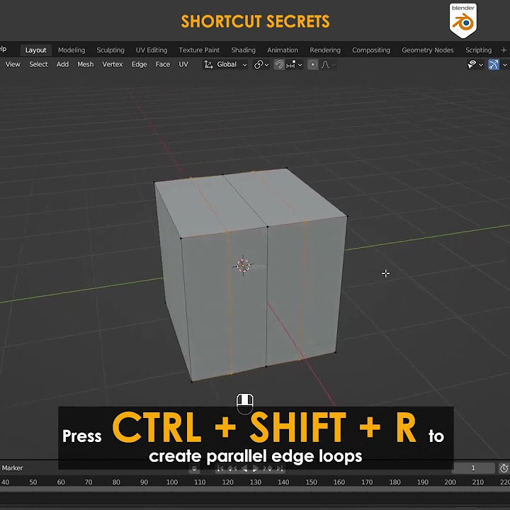 Tutorials Shortcut Secrets Blender 3D Parallel Edge Loops #blender3d #b3d #shorts #ytshorts # ...