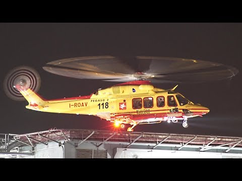 AW139 Elisoccorso 118 Pegaso2 Babcock • Decollo notturno Ospedale Cisanello Pisa