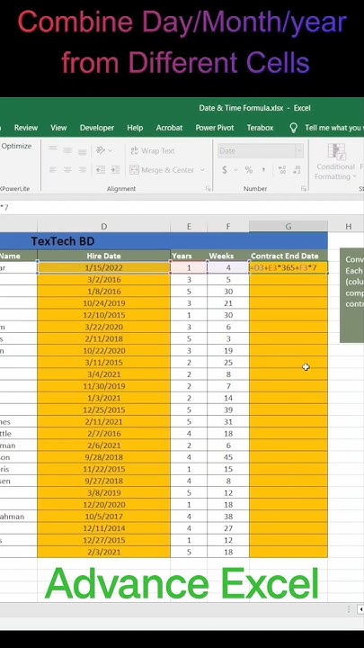 Combine Day,Month,Year in Excel - YouTube