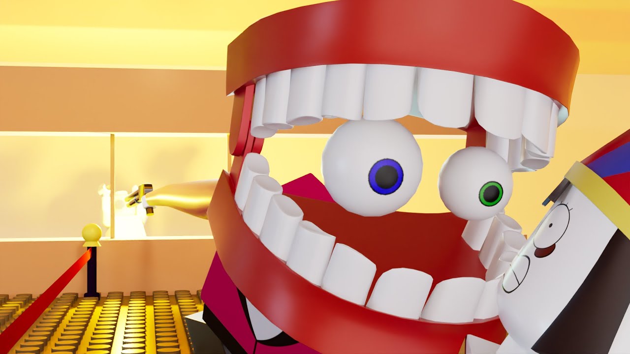 LEGO Caine and LEGO Pomni rob a LEGO bank - YouTube