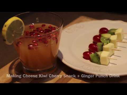 Snack - Cheese, Kiwi, Cherry & Ginger Punch For Christmas And New Year | Finger Food | Party Food
