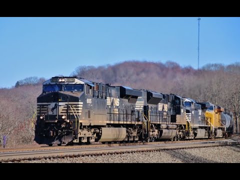 Norfolk Southern 8015 Leads NS 116 NS 4353 & Union Pacific 5325 Mixed ...