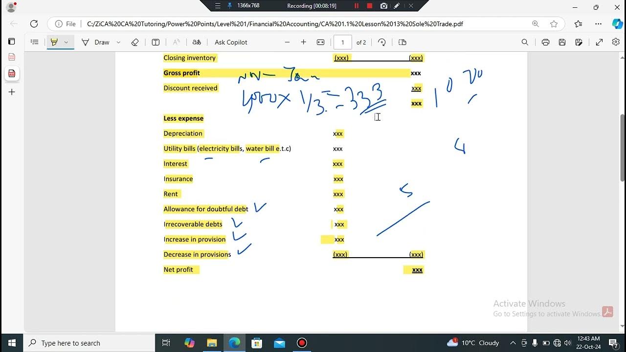 CA 1.1 Lesson 13 Preparation of Sole Trader Financial Statements Part 2 - YouTube