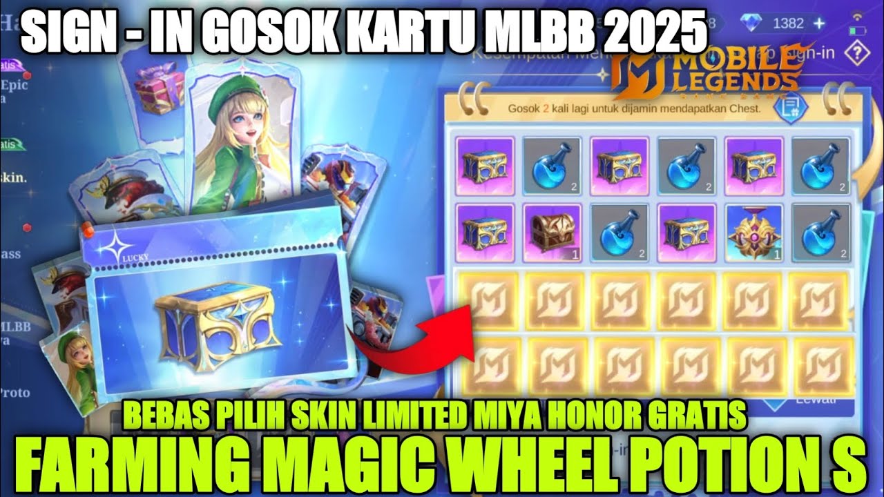 CUMA LOGIN!! EVENT LOGIN GOSOK KARTU SKIN LIMITED MIYA MAGIC WHEEL ...